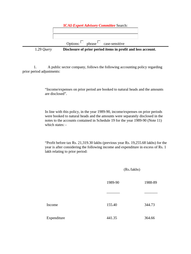 EAC - Disclosure of Prior Period Items - 2 | PDF | Income Statement ...