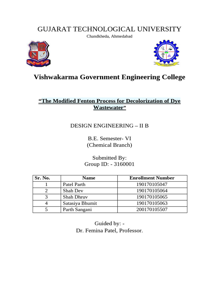Modified Fenton Process for Dye Wastewater | PDF
