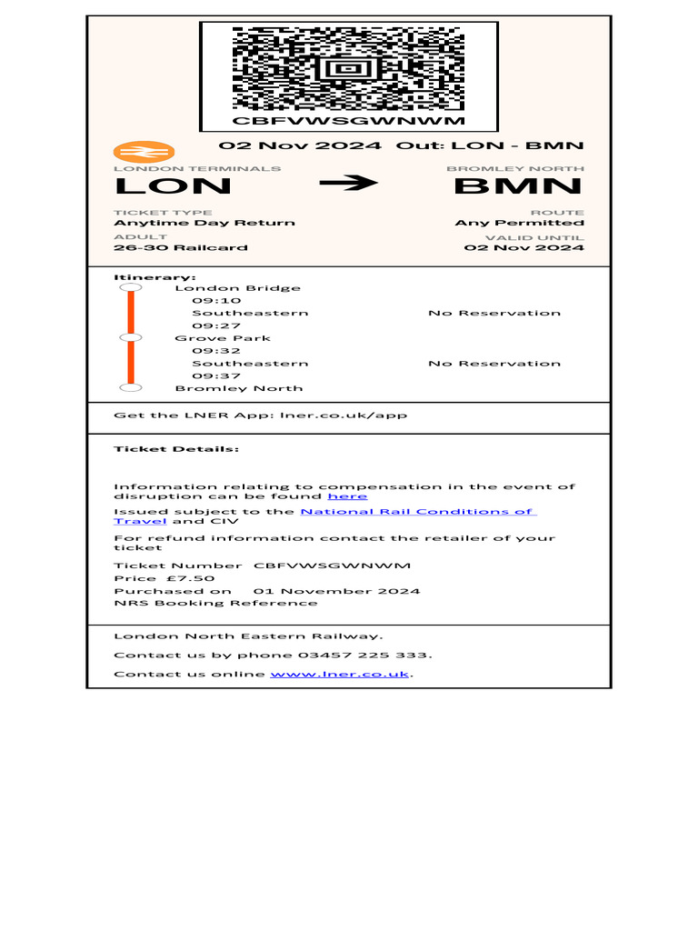 New Ticket LNER | PDF