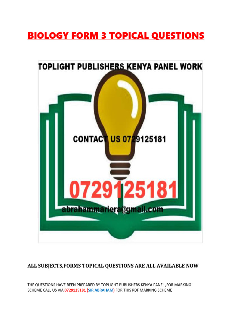 Biology Form 3 Topical Questions | PDF | Food Web | Flowers