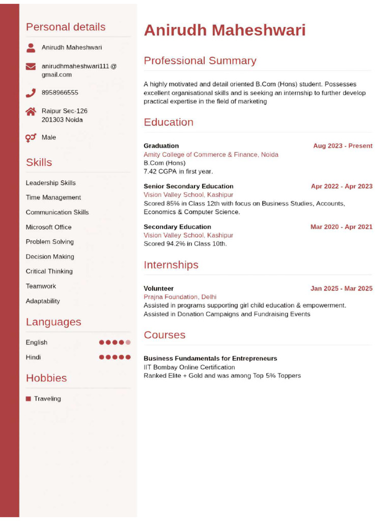 Anirudh Resume | PDF