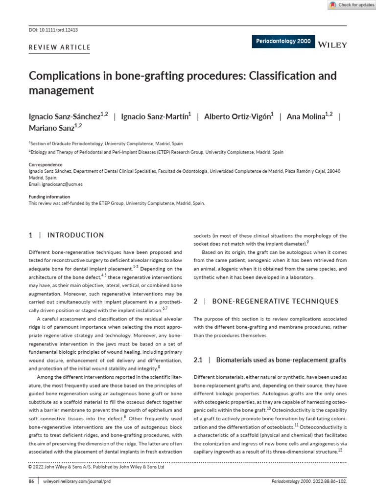 Complications in Bone-Grafting Procedures: Classification and ...