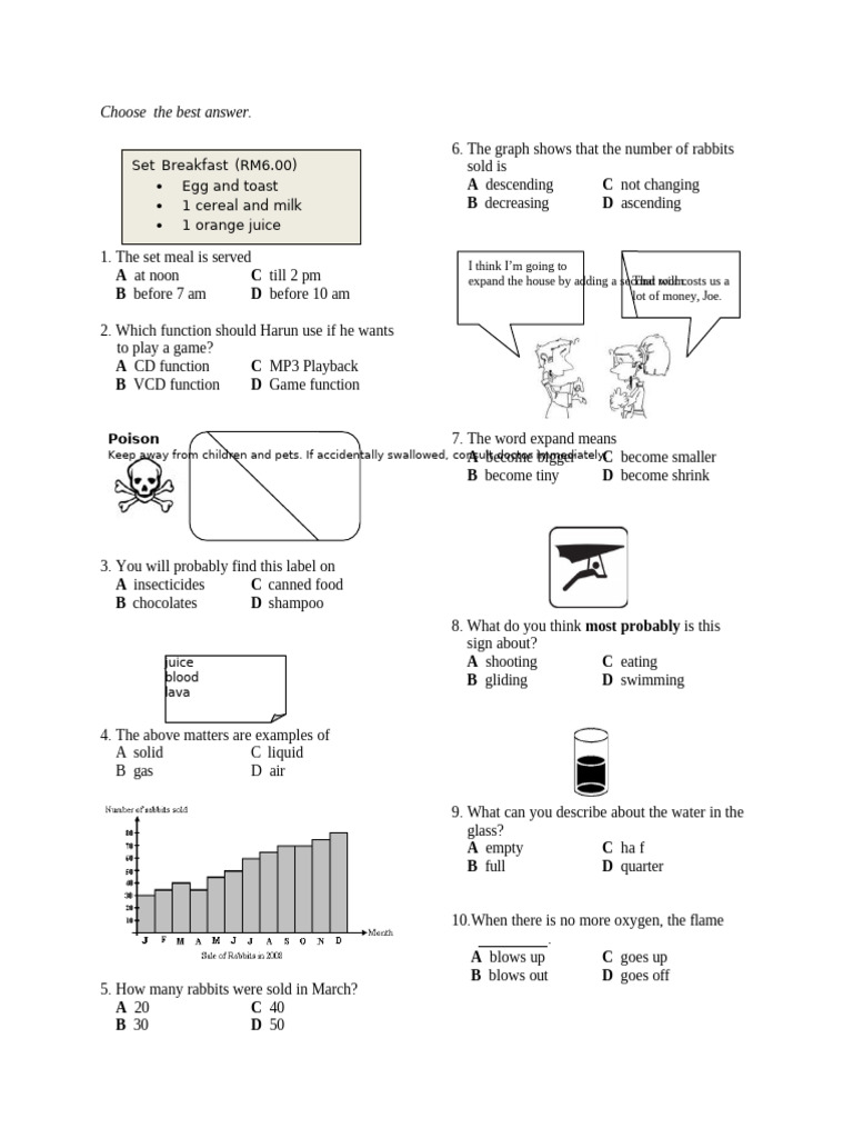 Exam Form 1 Soalan Tingkatan 1 Bahasa Inggeris | PDF