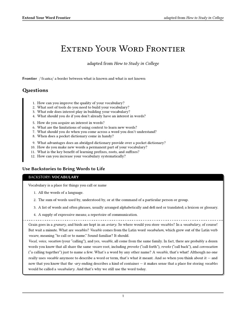 Extend Your Word Frontier | PDF | Vocabulary | Dictionary