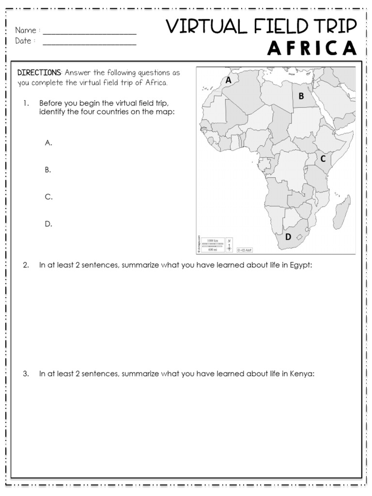 AFRICA Virtual Field Trip Worksheet (1) | PDF