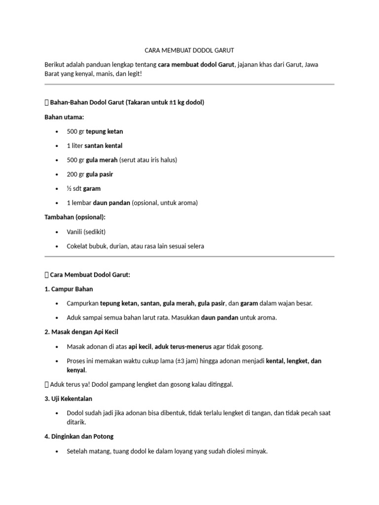 Cara Membuat Dodol Garut | PDF