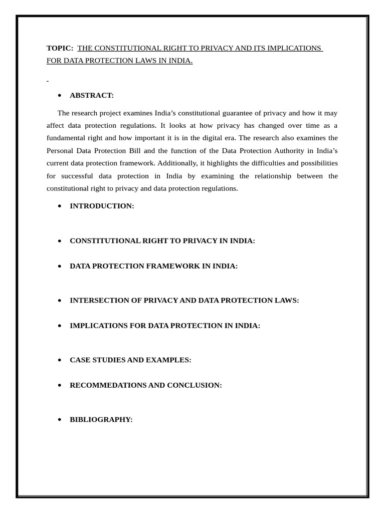 RIGHT TO PRIVACY | PDF