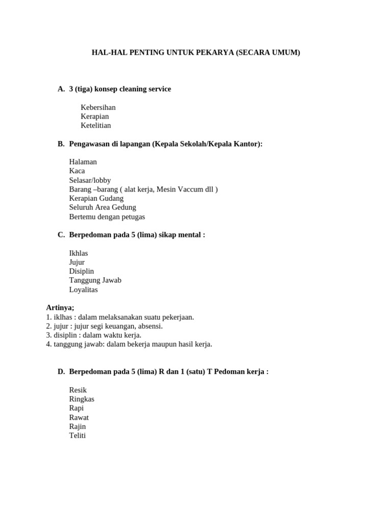 Pedoman Kerja Pekarya Sanitasi | PDF
