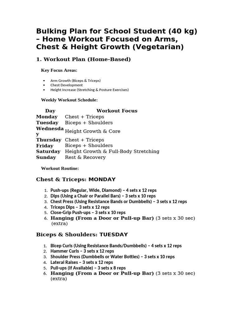 Home Bulking Plan for Students | PDF