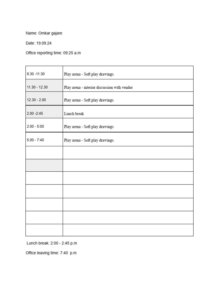 Omkar - Copy of Daily Log Sheet | PDF