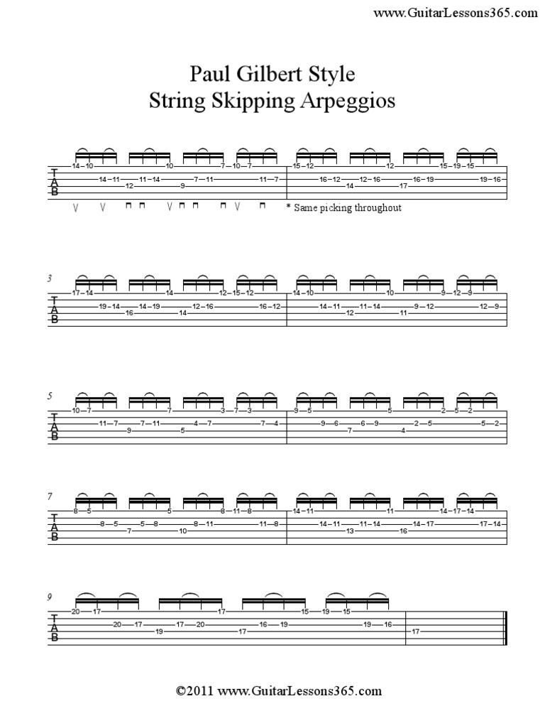 Paul Gilbert Style String Skipping Arpeggios | PDF