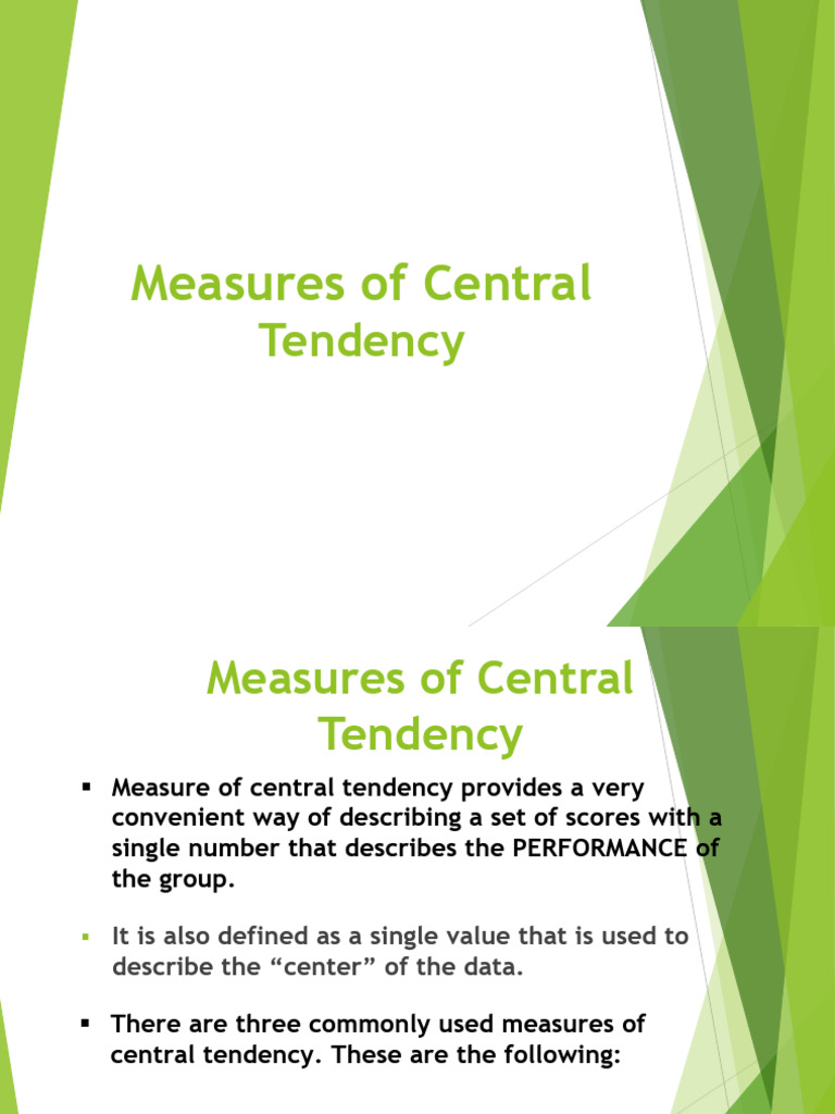 Measures of Central Tendency Mean Median Mode | PDF | Mode (Statistics ...