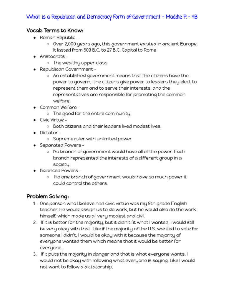 What Is A Republican Form of Government | PDF | Social Equality | Democracy