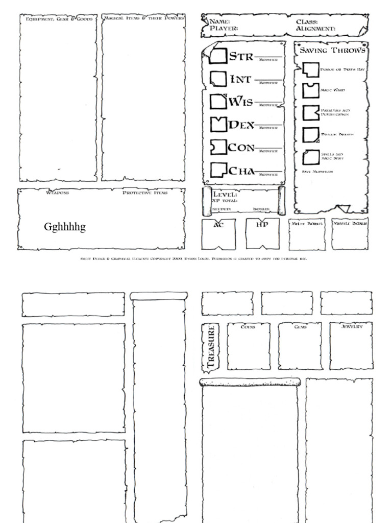 dysons-folder-style-bx-character-sheet-lineless amended | PDF