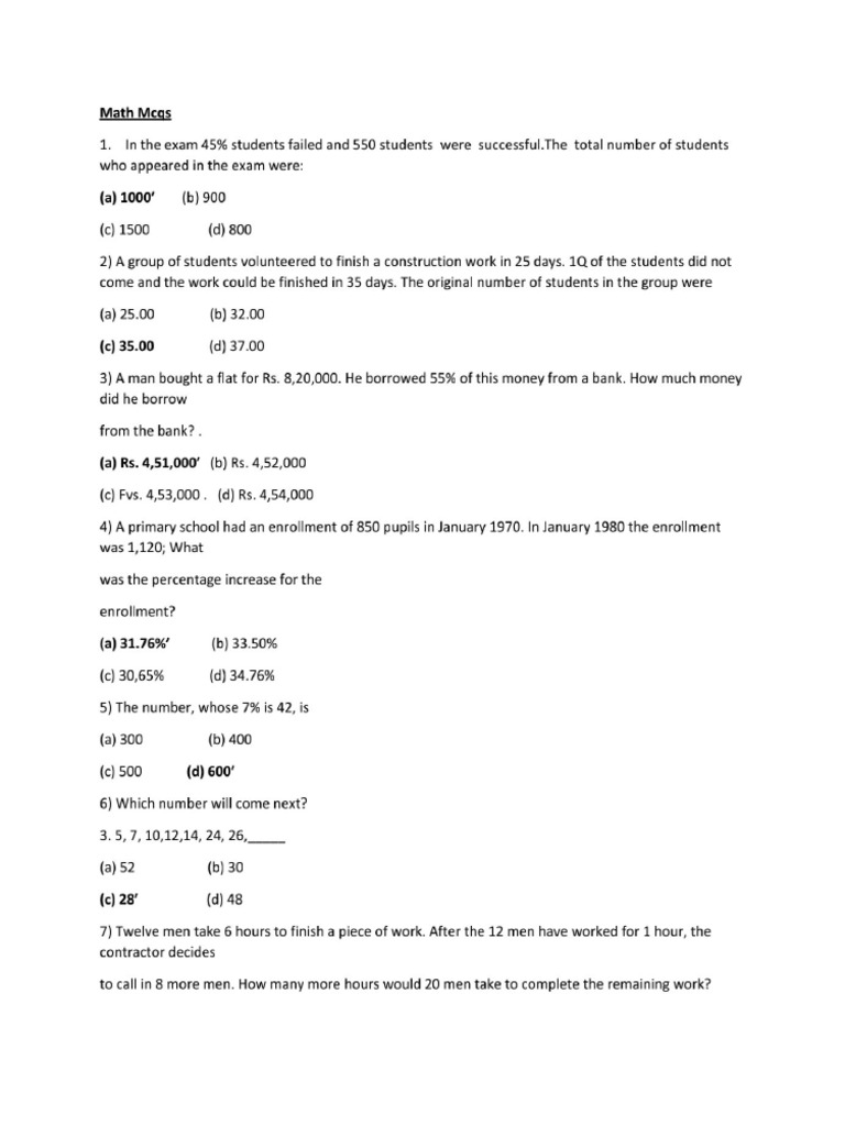 Math Mcqs | PDF