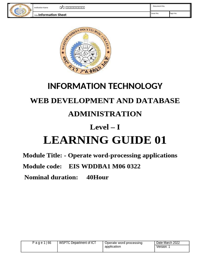 2017 New Operate Word-Processing Applications 2015 | PDF | Memorandum | Microsoft Word