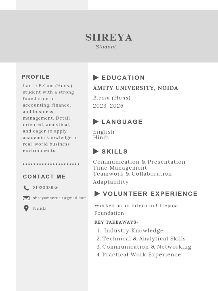 Shreya CV Resume | PDF