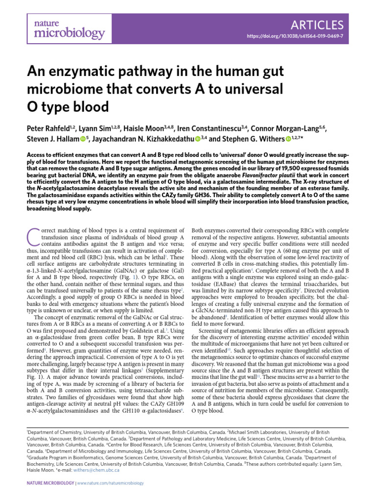 An Enzymatic Pathway in The Human Gut Microbiome That Converts A To ...