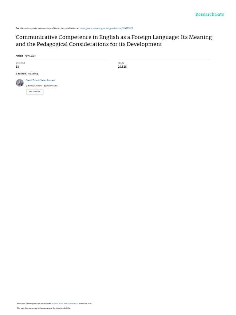 Communicative Competence in English As A Foreign Language: Its Meaning ...