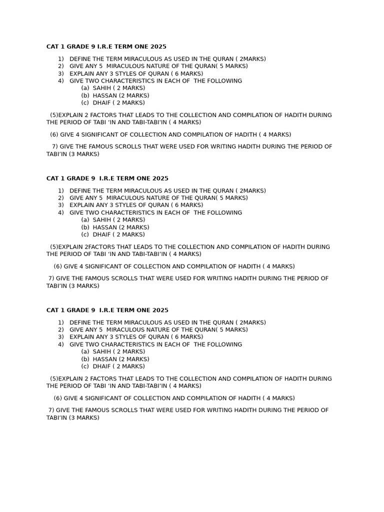 I.R.E Grade Cat 1 2025 | PDF