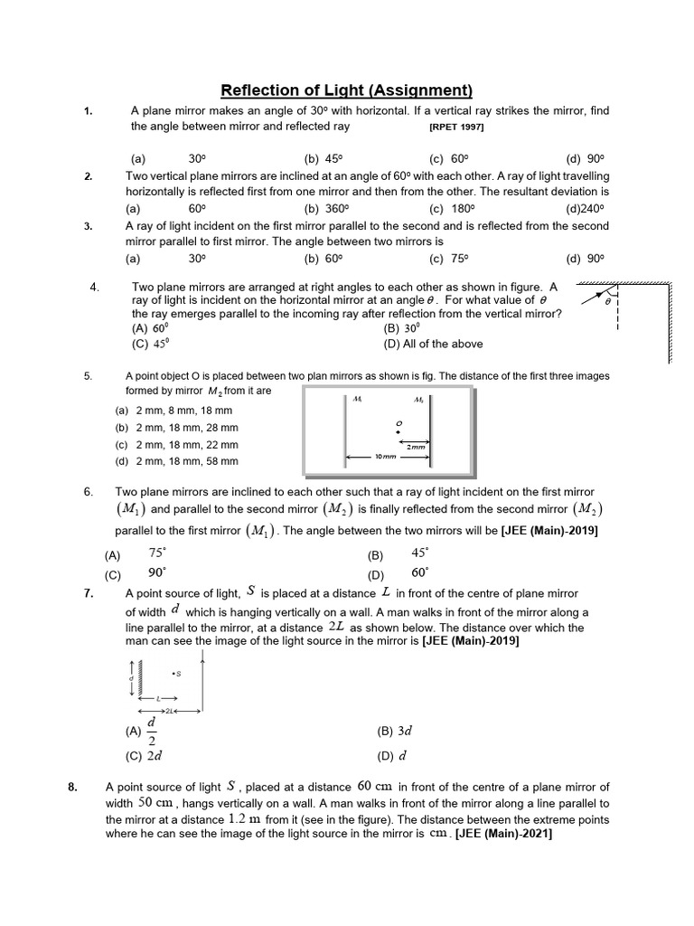 Reflection of Light (Q & A) | PDF | Mirror | Reflection (Physics)