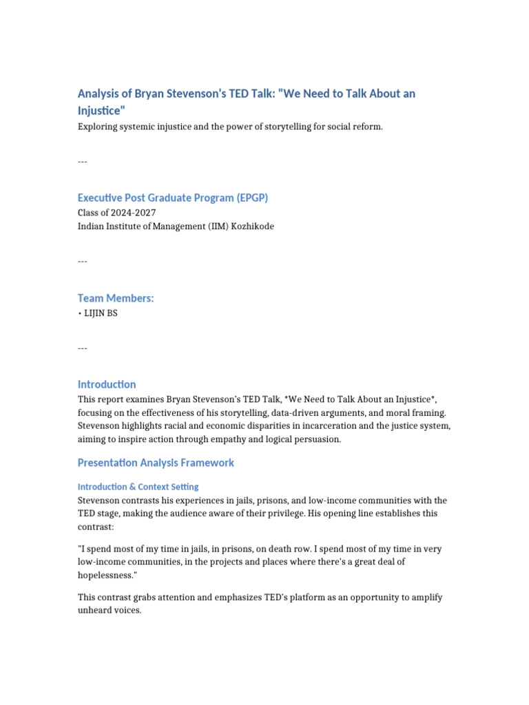 Bryan_Stevenson_Analysis | PDF | Prison