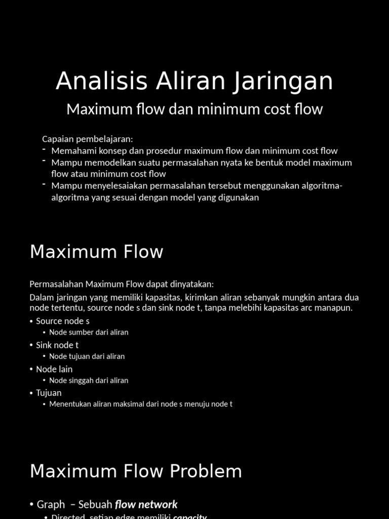 NetFlow 3-Maximum flow dan minimum cost flow | PDF