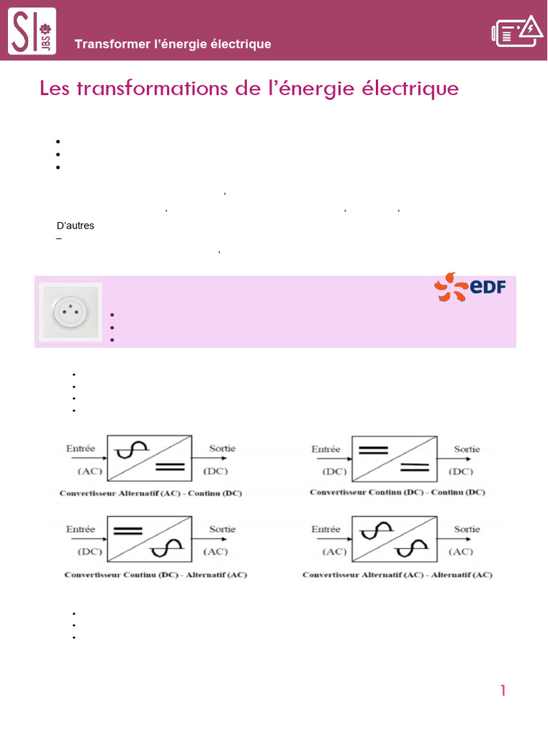 Transformations de l'énergie électrique | PDF | Redresseur | Tension ...