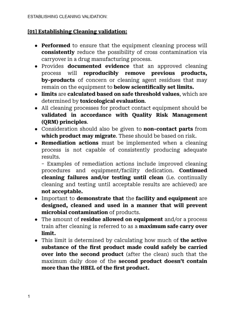 Establishing Cleaning validation_ | PDF | Environmental Remediation ...