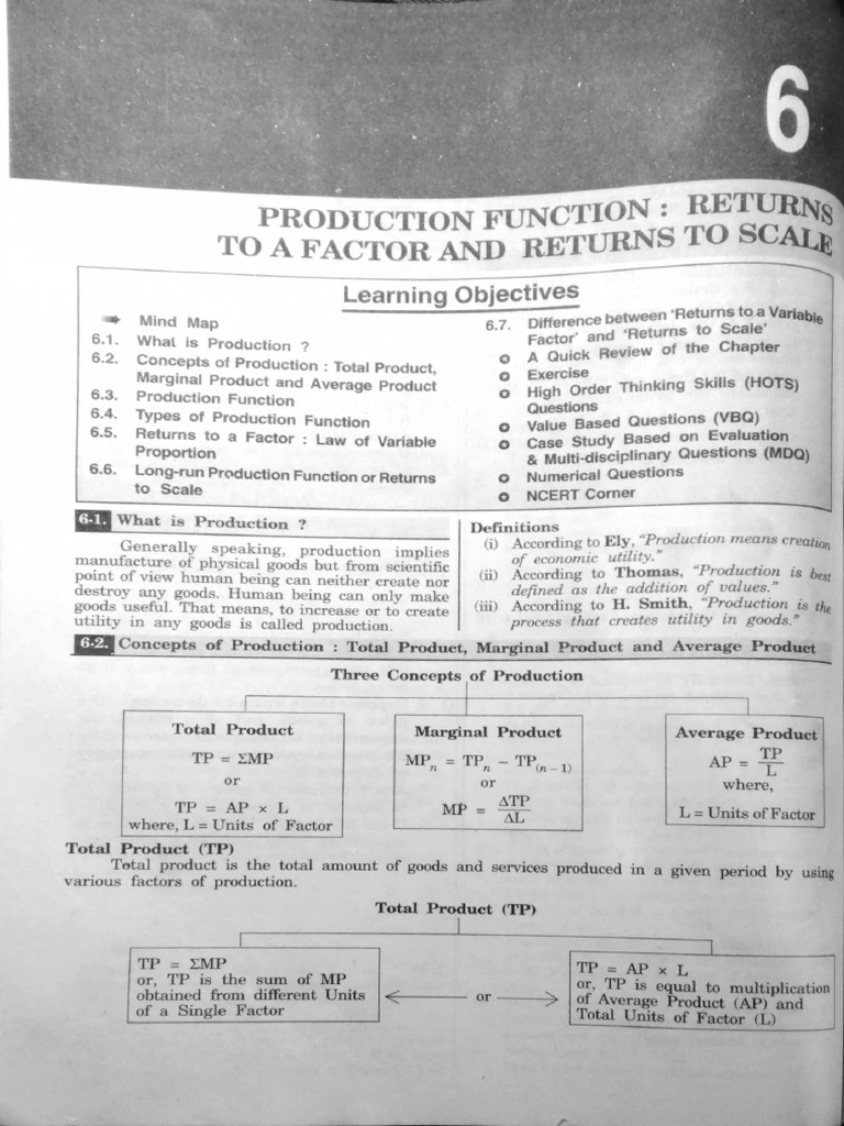 Economics Chapter 6 - Production Function | PDF