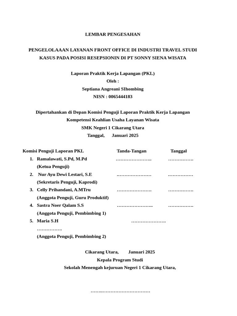 Lembar Pengesahan Laporan PKL | PDF