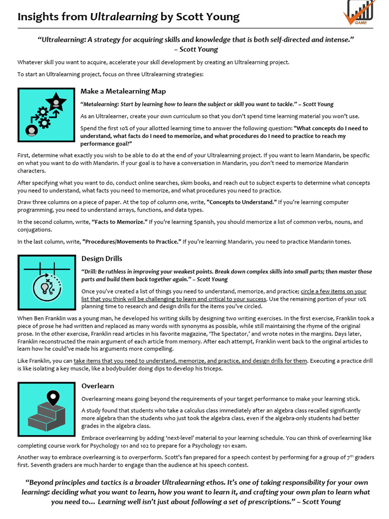Scott Young - Ultralearning Summary | PDF | Cognitive Science | Cognition