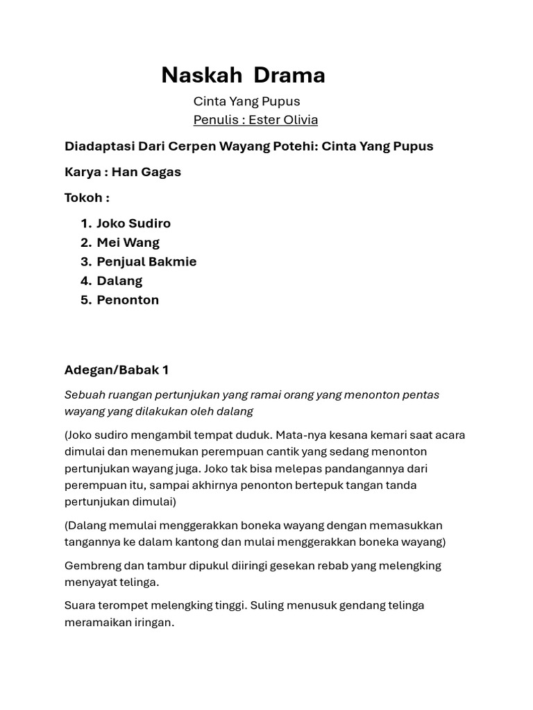 Naskah Drama: Cinta yang Pupus | PDF