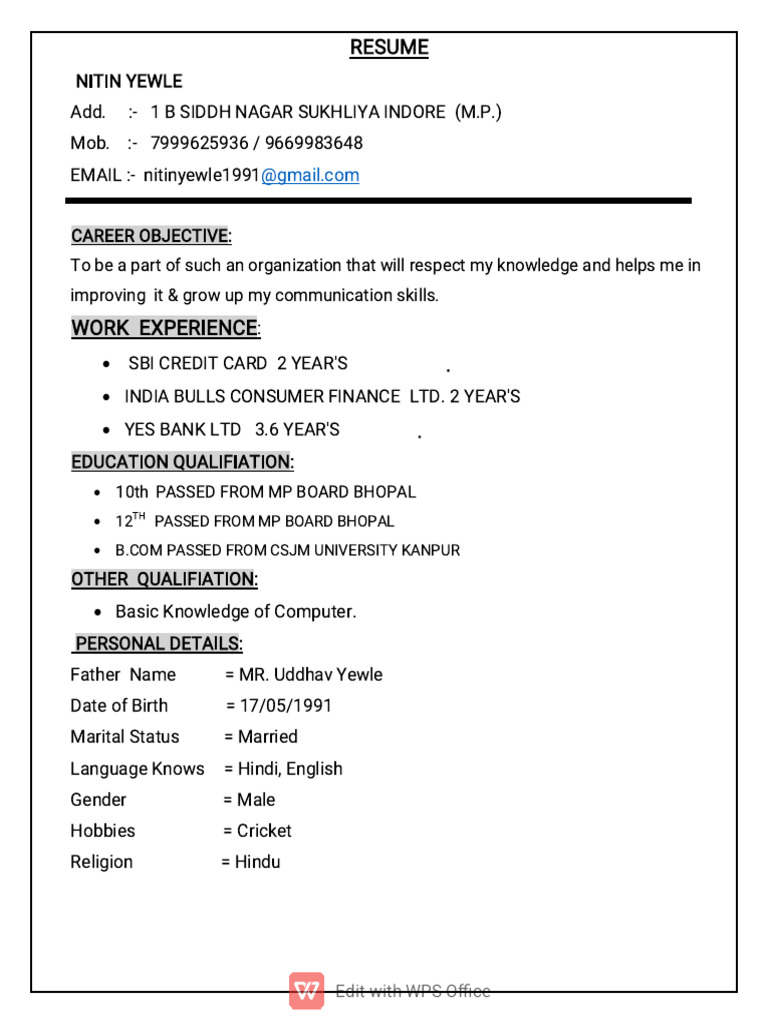 Nitin Yewle - Professional Resume | PDF