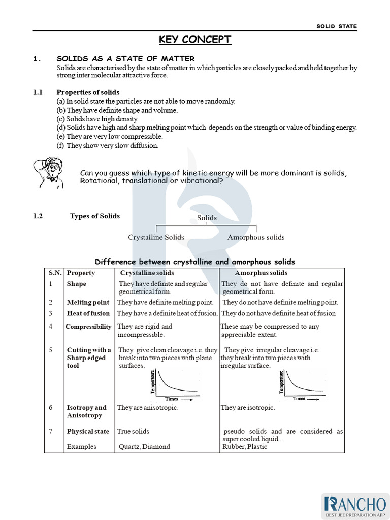 Solid State - Chapter Notes | PDF | Crystal Structure | Ion