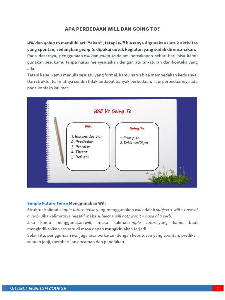 Differences Between Will and Be Going To | PDF