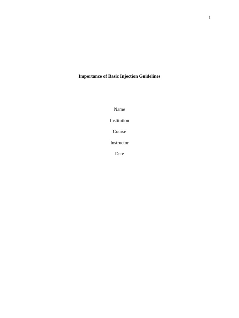 Importance of Basic Injection Guidelines | PDF | Injection (Medicine ...