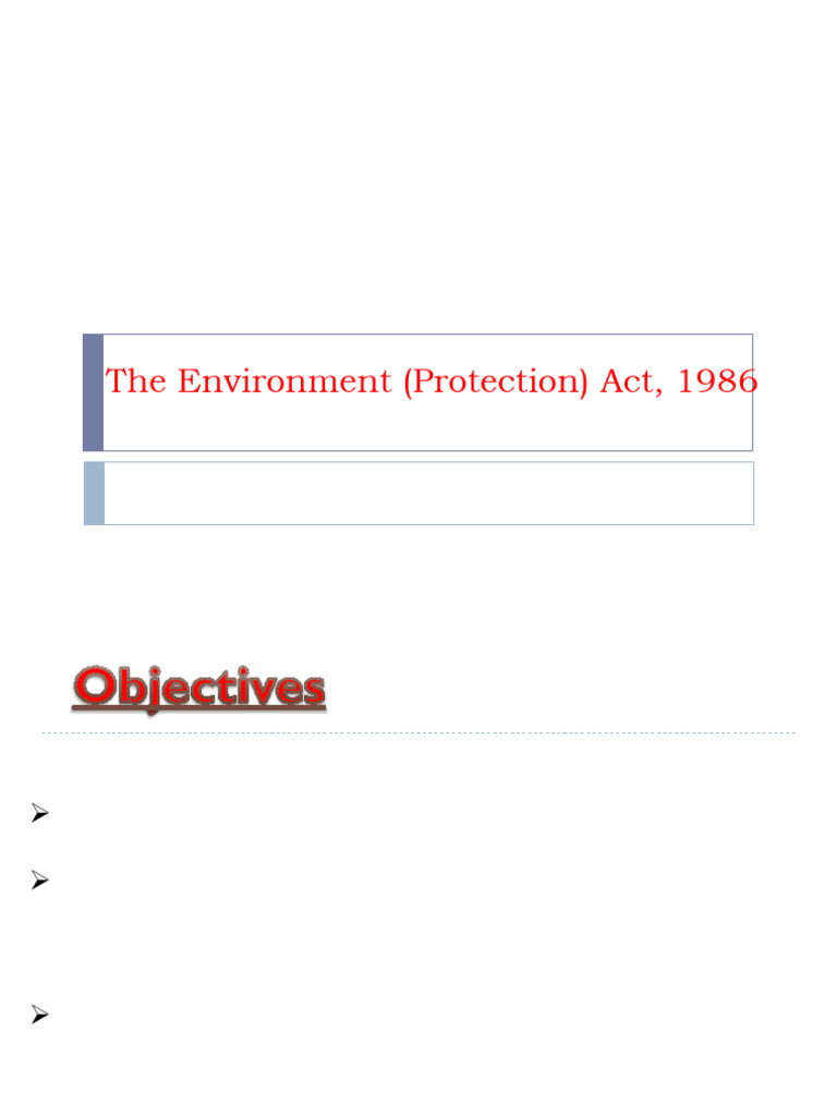 The Environment (Protection) Act, 1986 | PDF | Environmental Impact ...