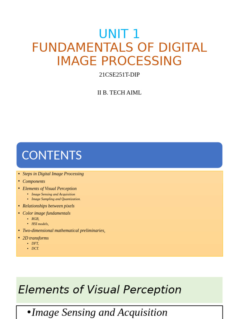 DIP UNIT 1 | PDF | Eye | Rgb Color Model
