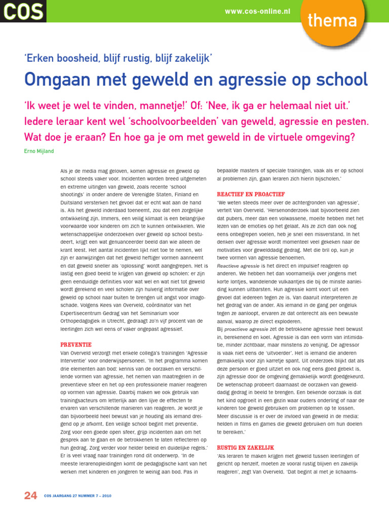 COS Agressie Maart 2010 - Van Overveld | PDF