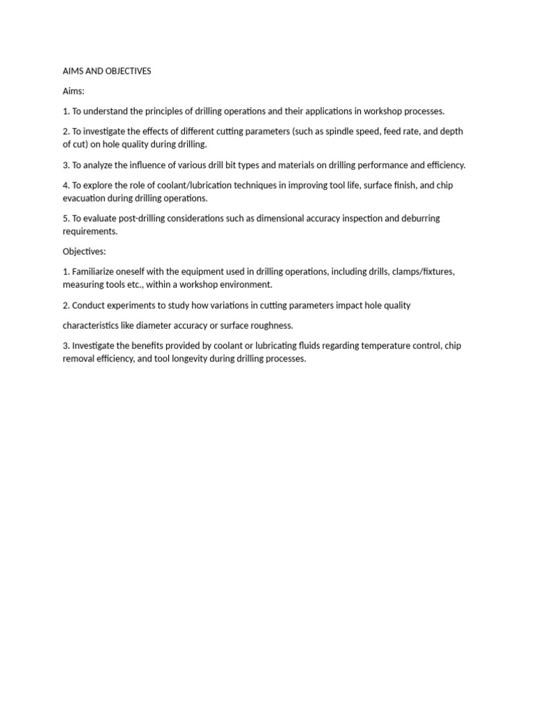 Drilling Operations: Aims and Objectives | PDF