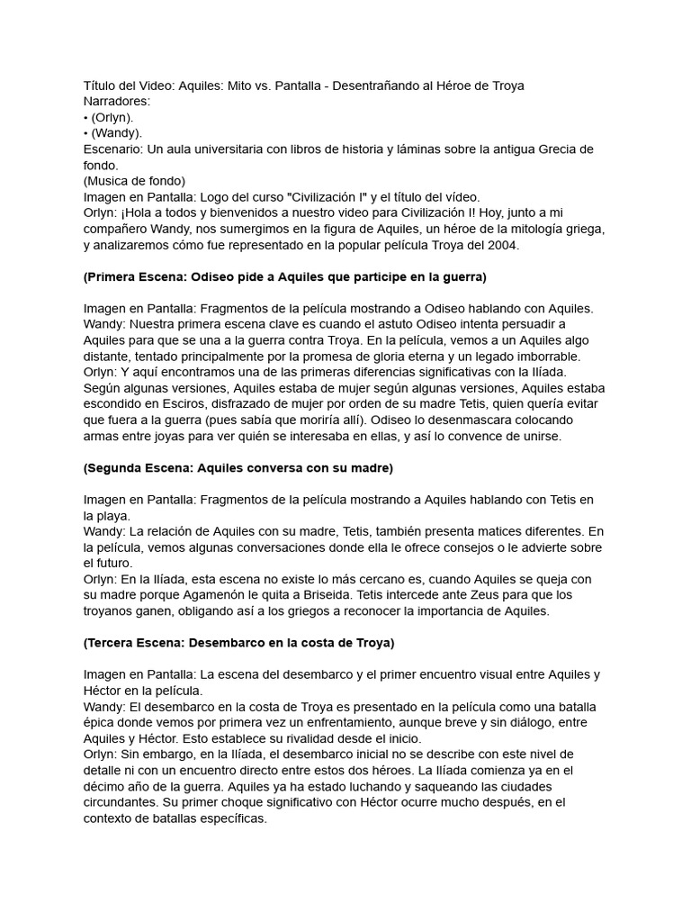 Video Guión | PDF | Héctor | Aquiles