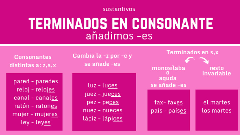 Sustantivos Terminados en Consonante | PDF
