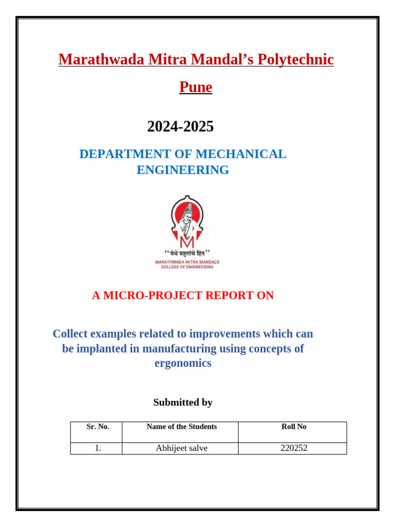 Abhijeet Salve Ieq Microporject | PDF | Workplace | Working Conditions