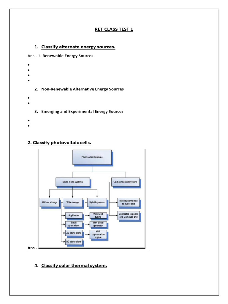 Niraj Pandit (RET) Class Test 1 | PDF | Photovoltaics | Wind Turbine