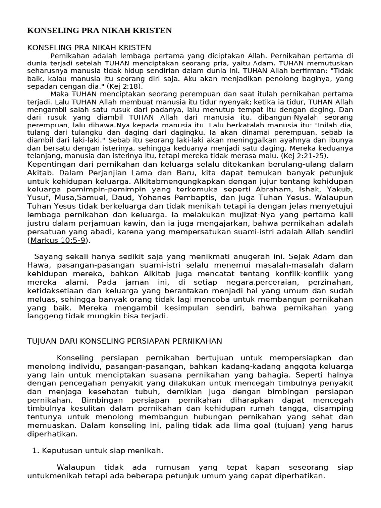 Materi Konseling Pranikah Kristen | PDF