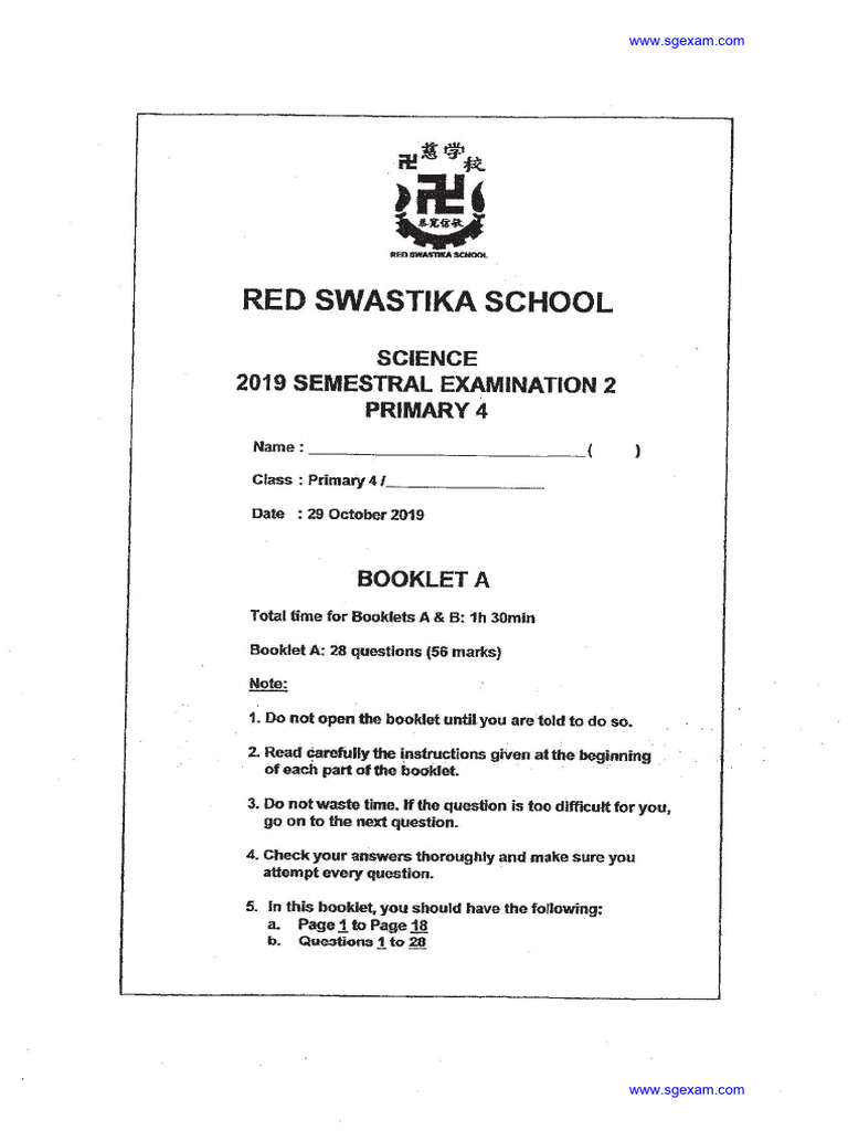 2019-P4-Science-SA2-Red Swastika | PDF