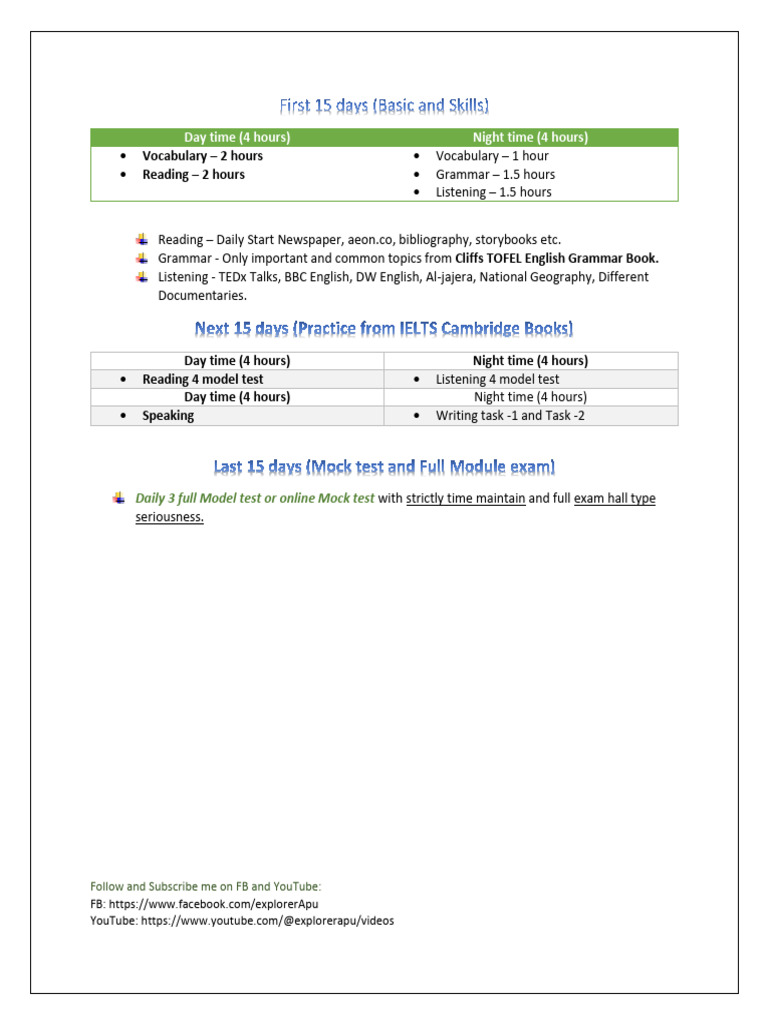 IELTS Daily Routine | PDF