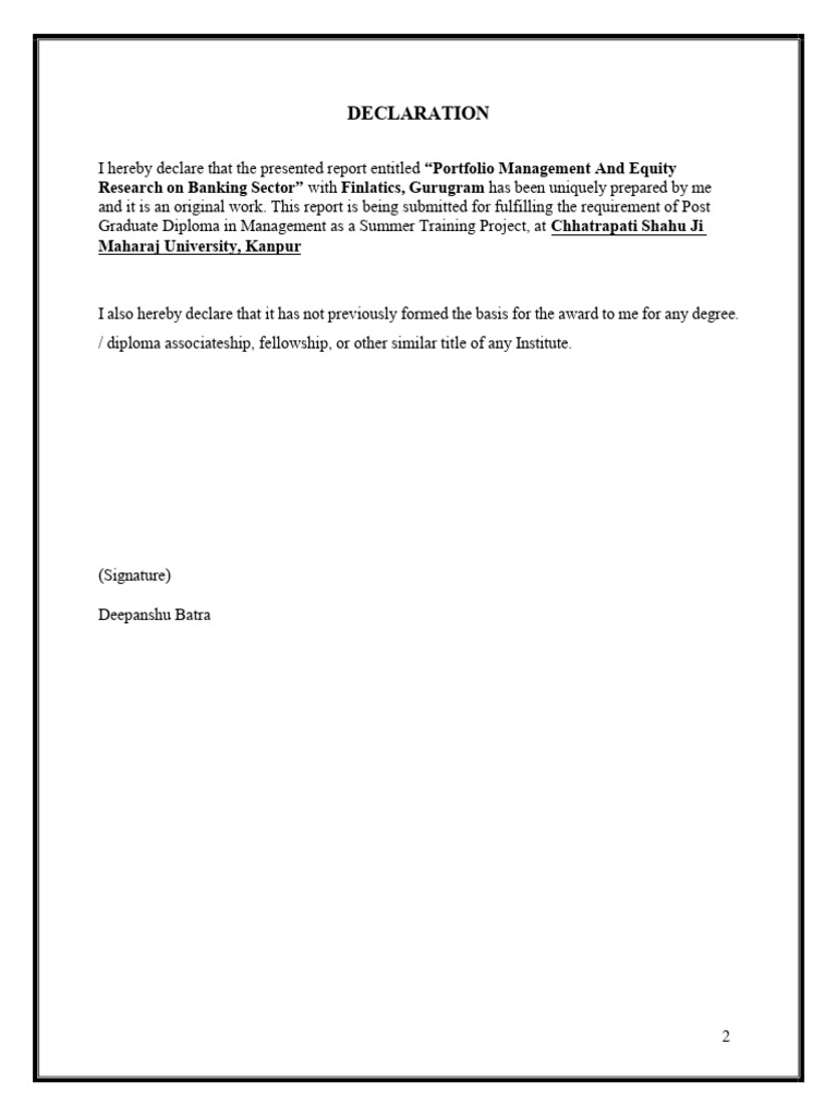 Portfolio Management in Banking Sector | PDF