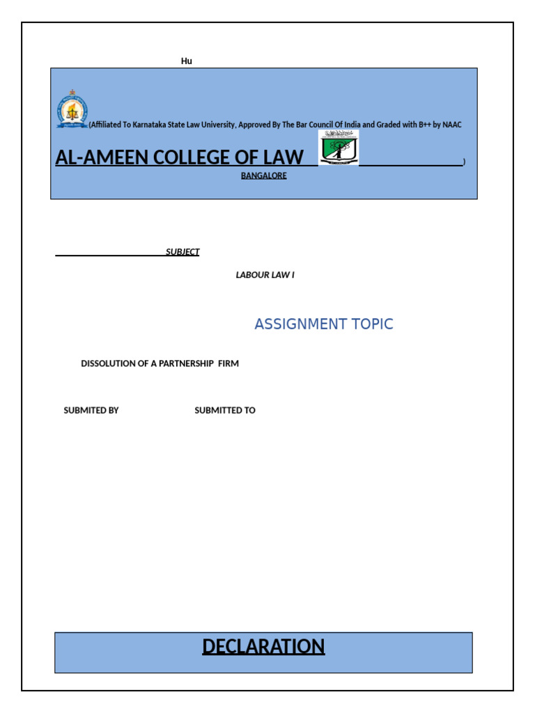 Labour Law Assignment Front Sheet | PDF